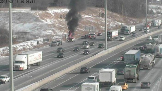 Fire Causing QEW Traffic Jam in Oakville | INhalton
